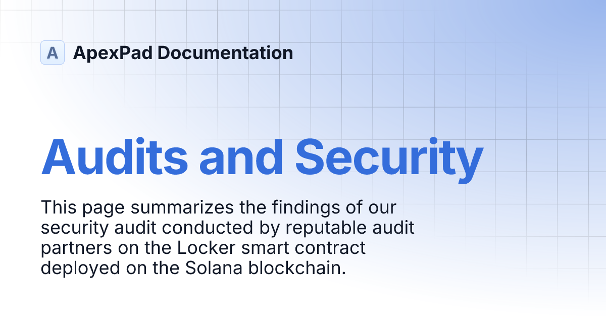 Audits and Security | ApexPad Documentation